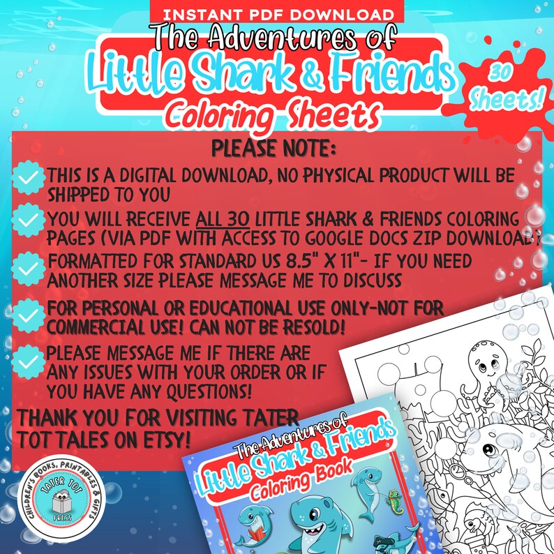 Adventures of Little Shark & Friends Coloring Pages Baby Shark Digital ...