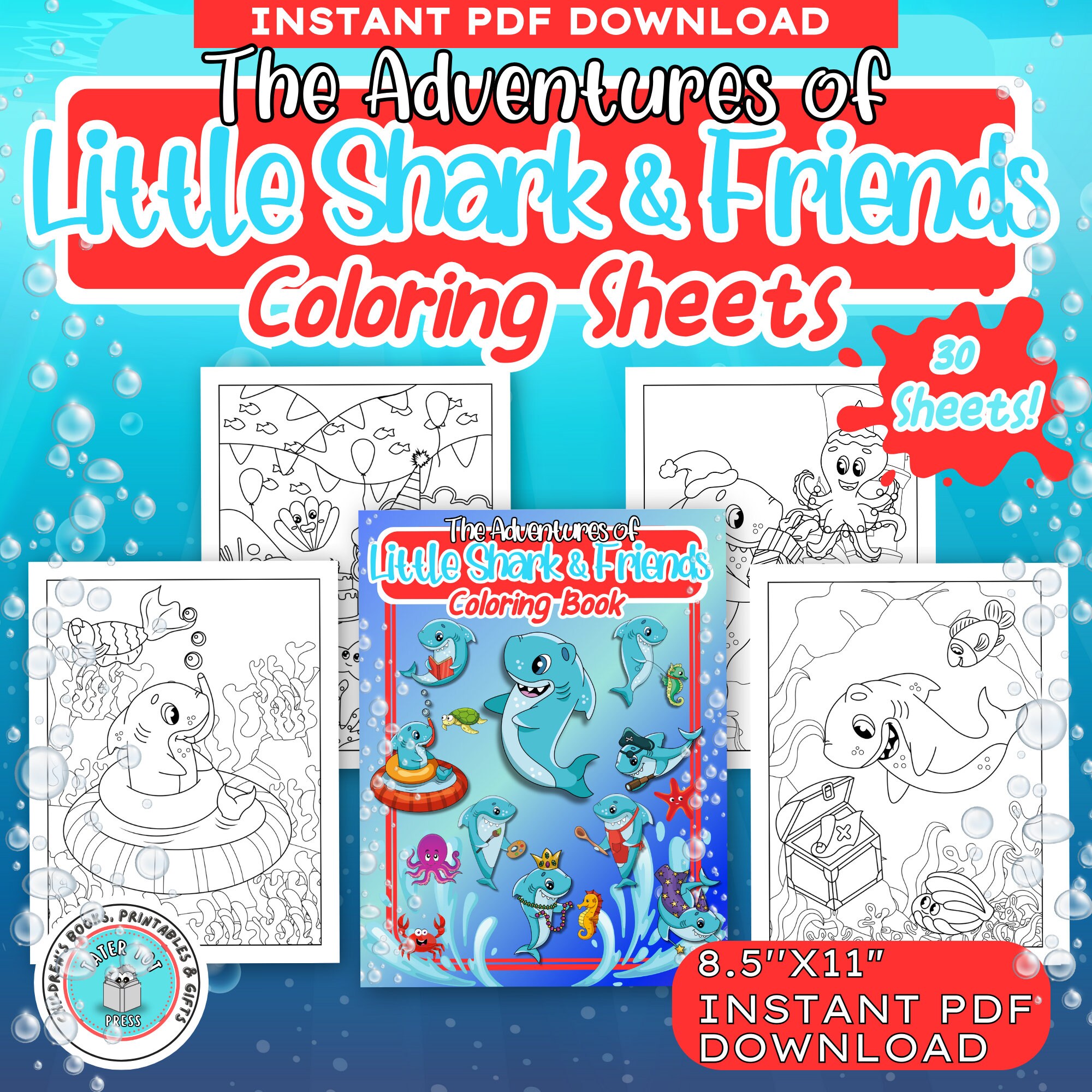 Adventures of Little Shark & Friends Coloring Pages Baby Shark Digital ...