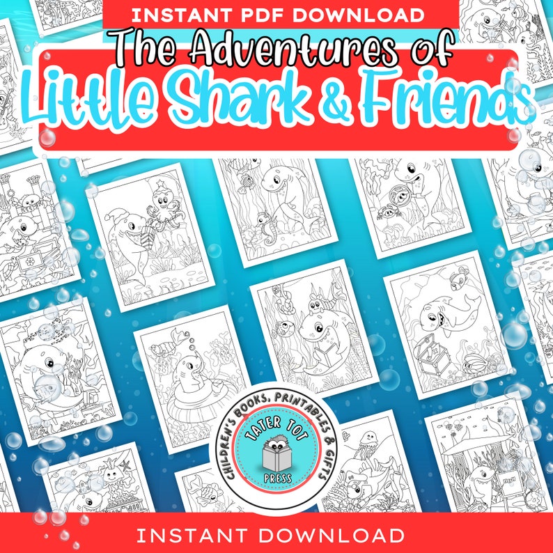 Adventures of Little Shark & Friends Coloring Pages Baby Shark Digital ...