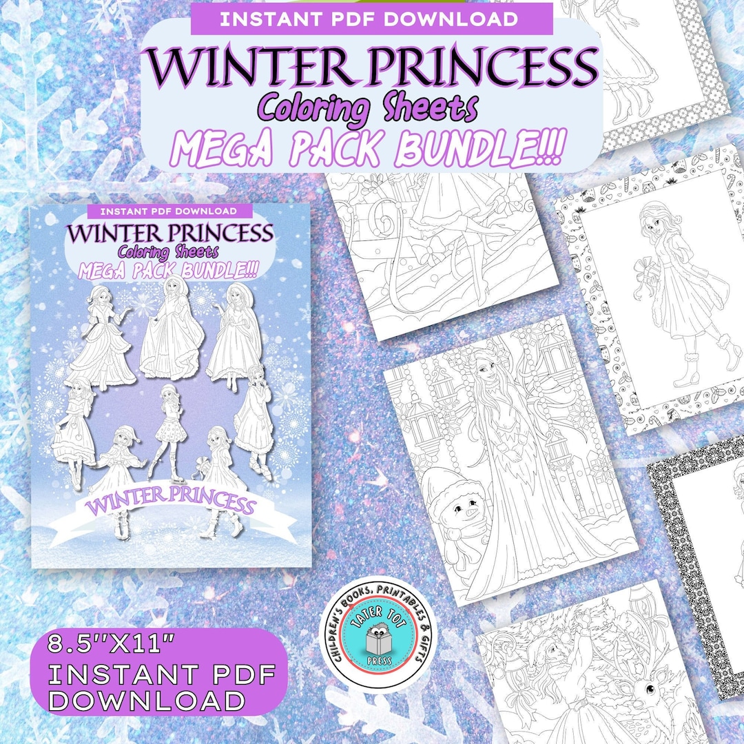 Winter Princess Coloring Pages-magical Frozen Fun for Kids-instant ...