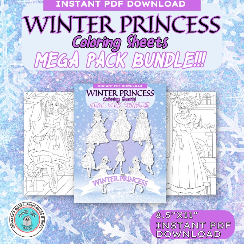 Winter Princess Coloring Pages-magical Frozen Fun for Kids-instant ...