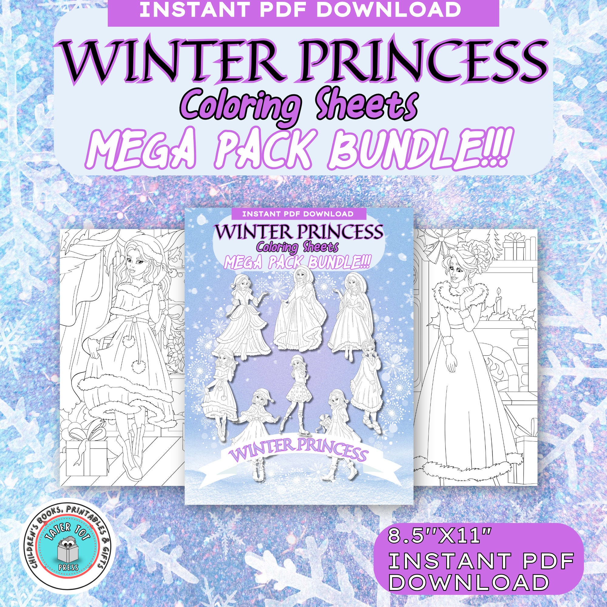 Winter Princess Coloring Pages-magical Frozen Fun for Kids-instant ...