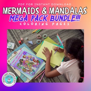 MEGA Mermaids & Mandalas Coloring Bundle-vol. 1-3instant Download Art ...