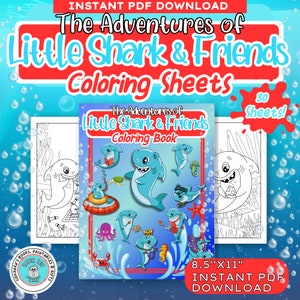Adventures of Little Shark & Friends Coloring Pages Baby Shark Digital ...