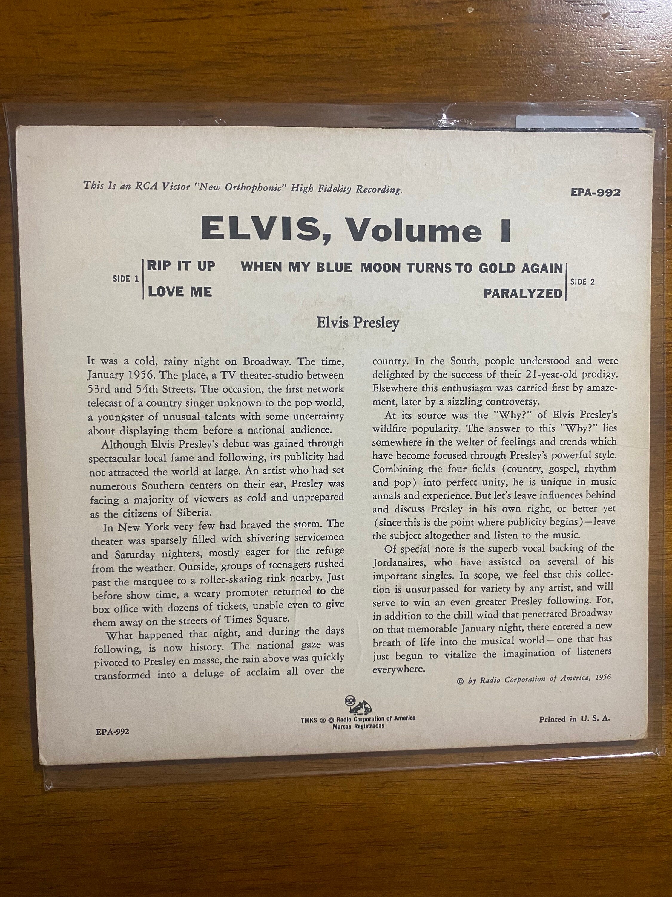 RARE Elvis Vinyl Record, Original Pressing 45 Rip It up & Love Me ...