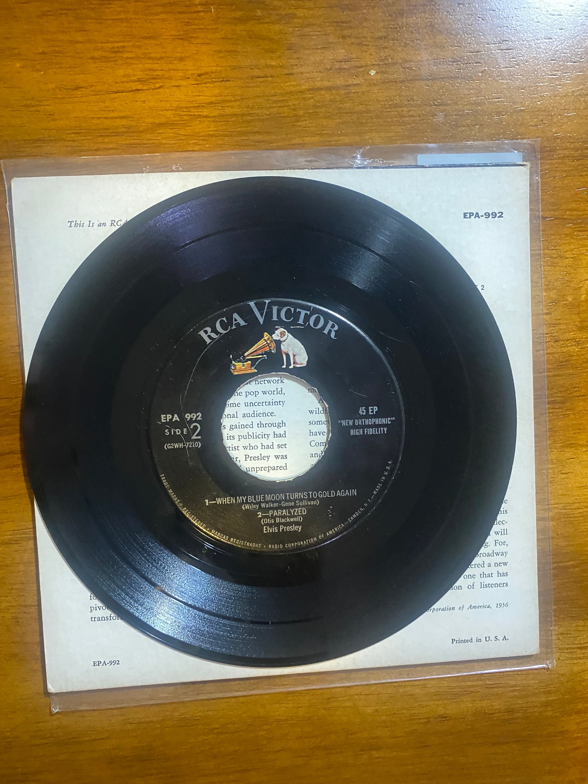 RARE Elvis Vinyl Record, Original Pressing 45 Rip It up & Love Me ...
