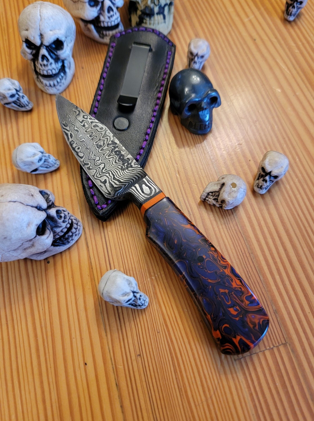 Integral Knife Pocket Fixed Blade Hand Forged Damascus - Etsy