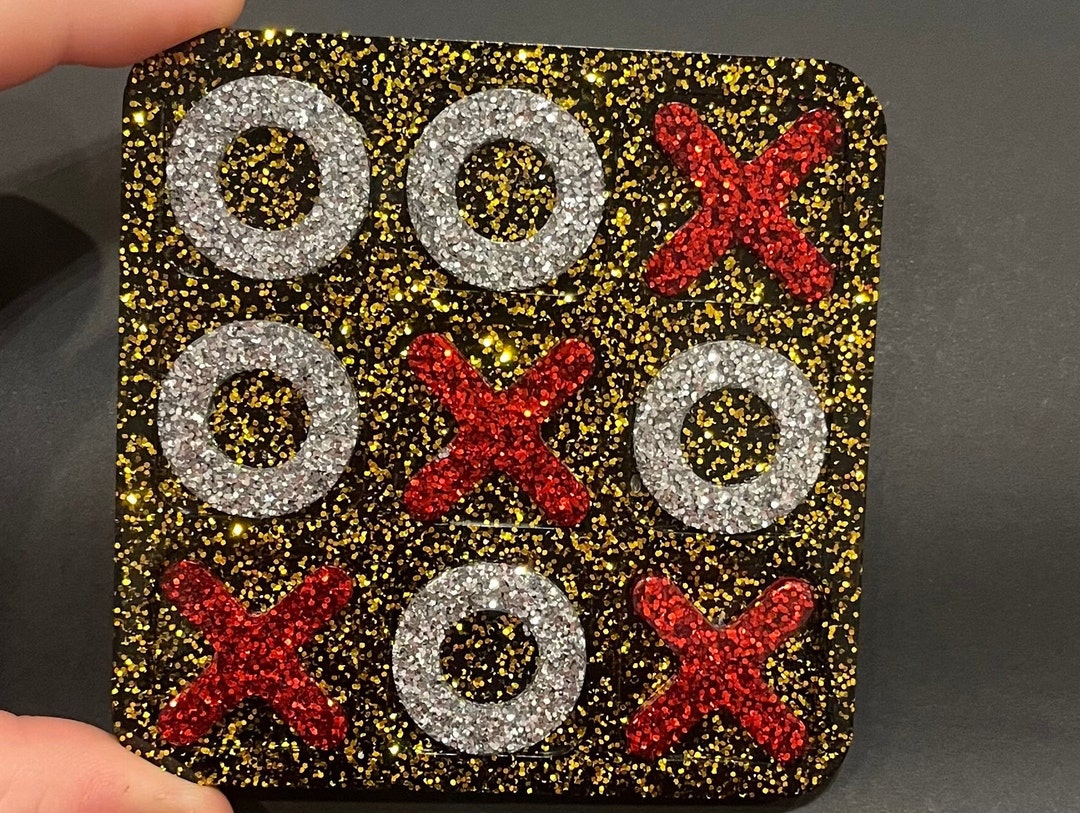 Red, Silver, Gold and Black Tic-tac-toe Resin Game - Etsy