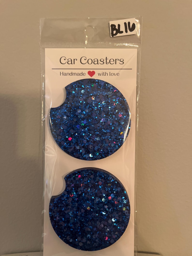 Blue Mixed Glitter Resin Car Coasters Set of 2 - Etsy