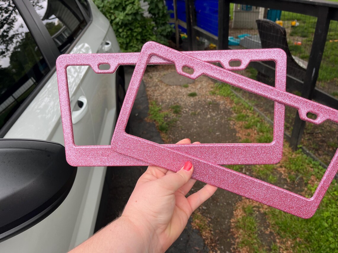 Iris Pink Glitter Resin License Plate Frame Set of 2 - Etsy