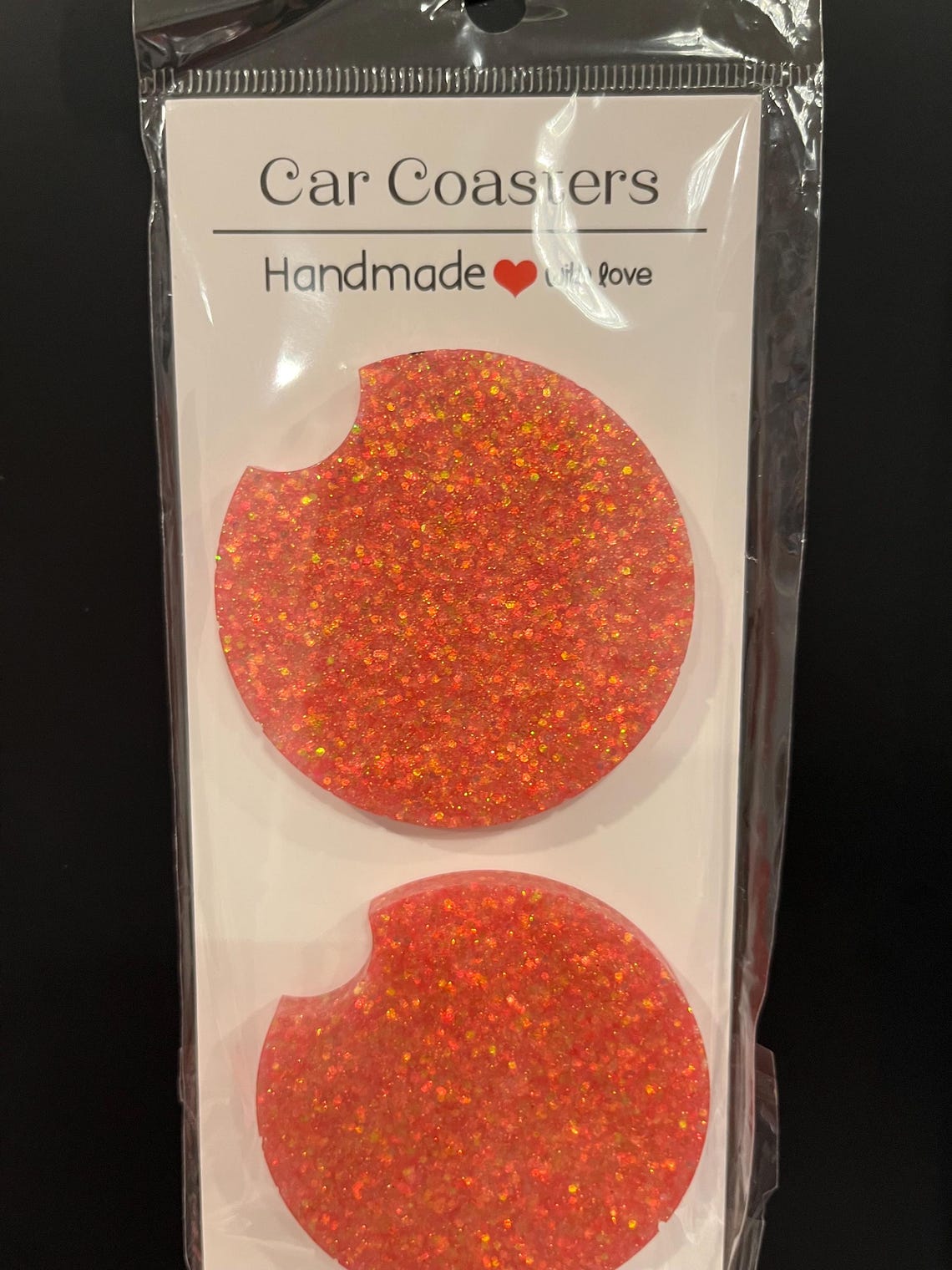 Orange Glitter Resin Car Coasters Set of 2 - Etsy