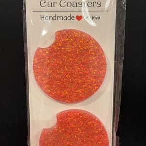 Orange Glitter Resin Car Coasters Set of 2 - Etsy