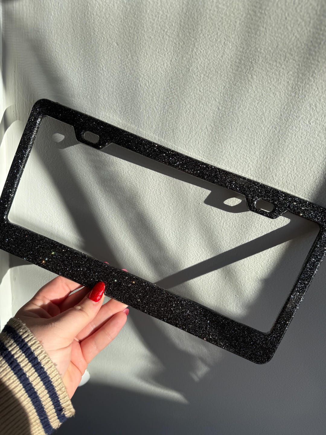 Midnight Black and Silver Glitter Resin License Plate Frame - Etsy