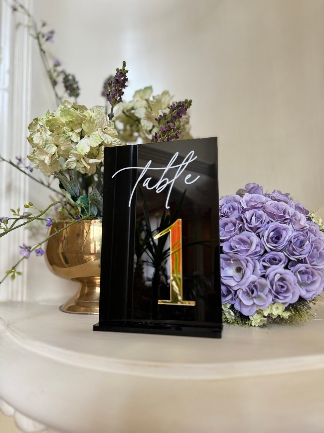 Classic Black Acrylic Table Numbers With Stand for Wedding - Etsy