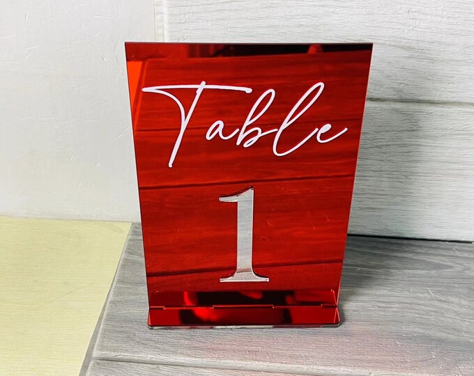 RED Acrylic Table Numbers With Stand Wedding Table Decor Red Acrylic ...