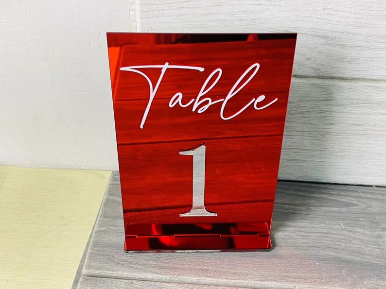 RED Acrylic Table Numbers With Stand Wedding Table Decor Red Acrylic ...
