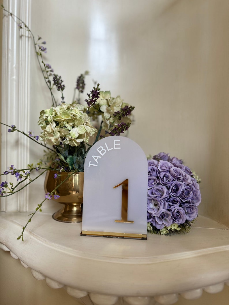 Frosted Arch Acrylic Table Numbers With Stand Wedding Table Decor ...