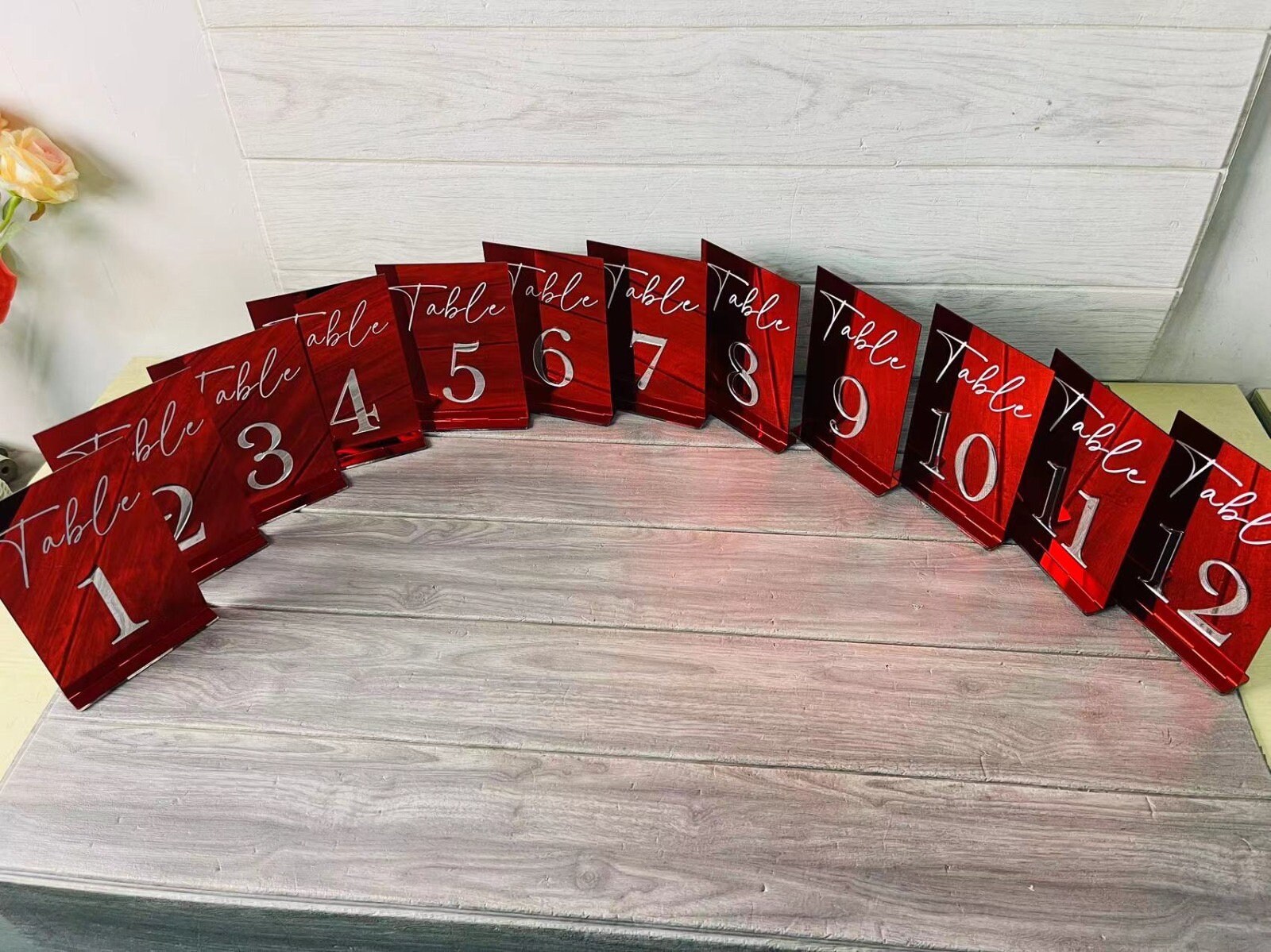 RED Acrylic Table Numbers With Stand Wedding Table Decor Red Acrylic ...