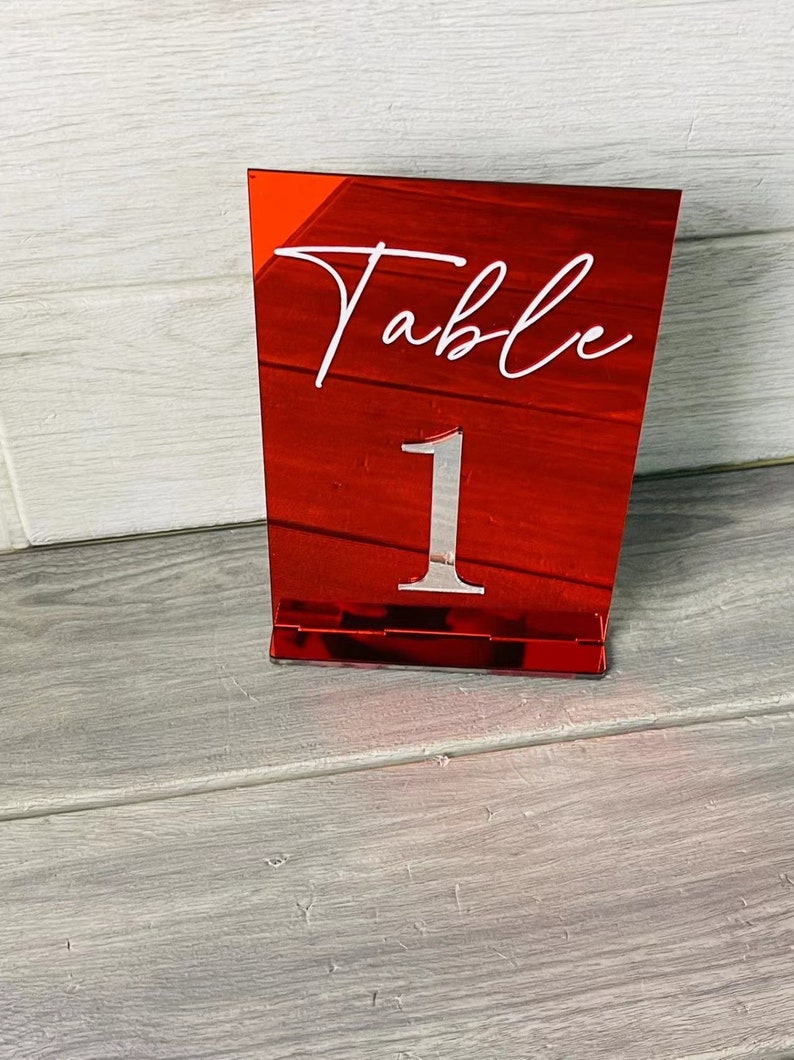 RED Acrylic Table Numbers With Stand Wedding Table Decor Red Acrylic ...
