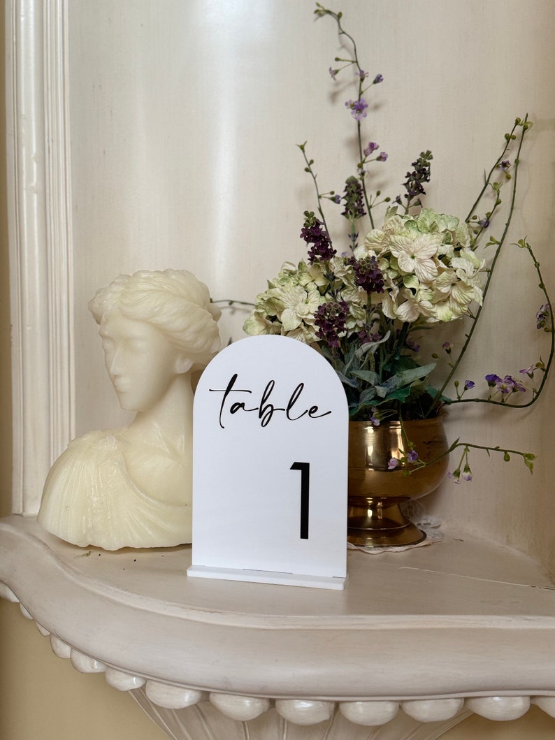 Classic White Arched Acrylic Table Numbers Wedding Table Decor Acrylic ...