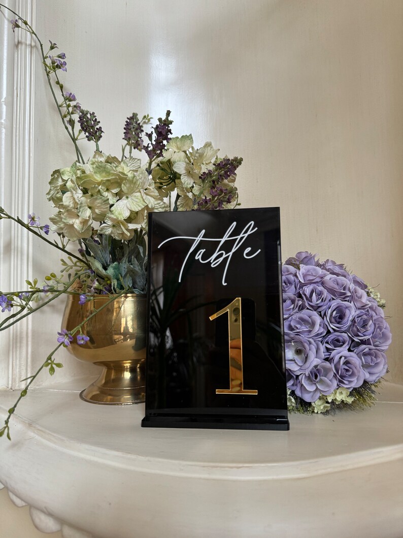 Classic Black Acrylic Table Numbers With Stand for Wedding - Etsy