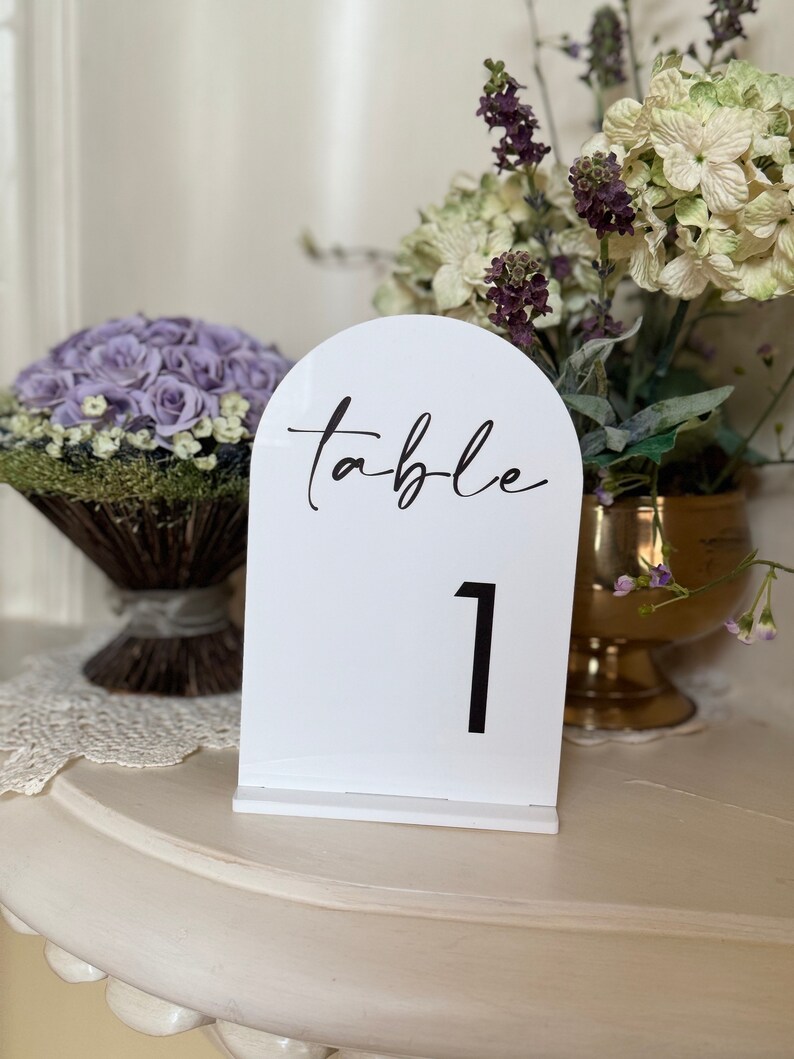 Classic White Arched Acrylic Table Numbers Wedding Table Decor Acrylic ...