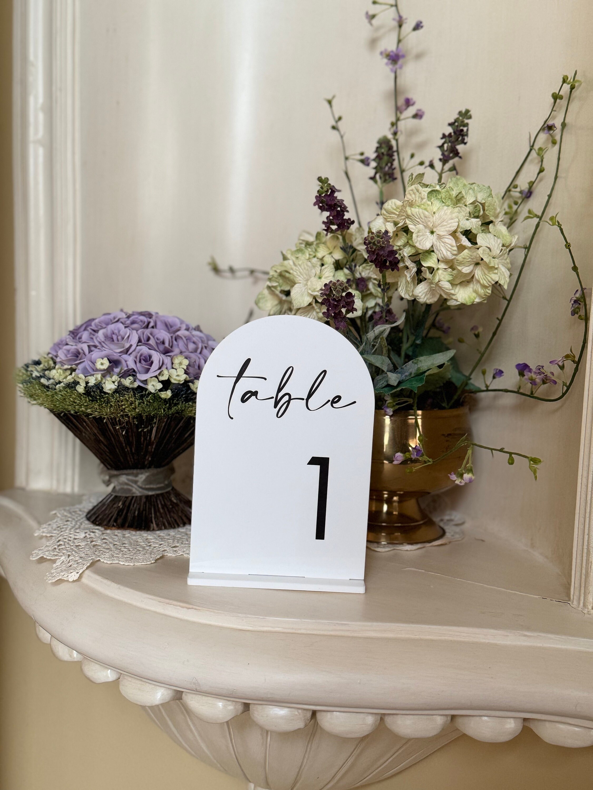 Classic White Arched Acrylic Table Numbers Wedding Table Decor Acrylic ...