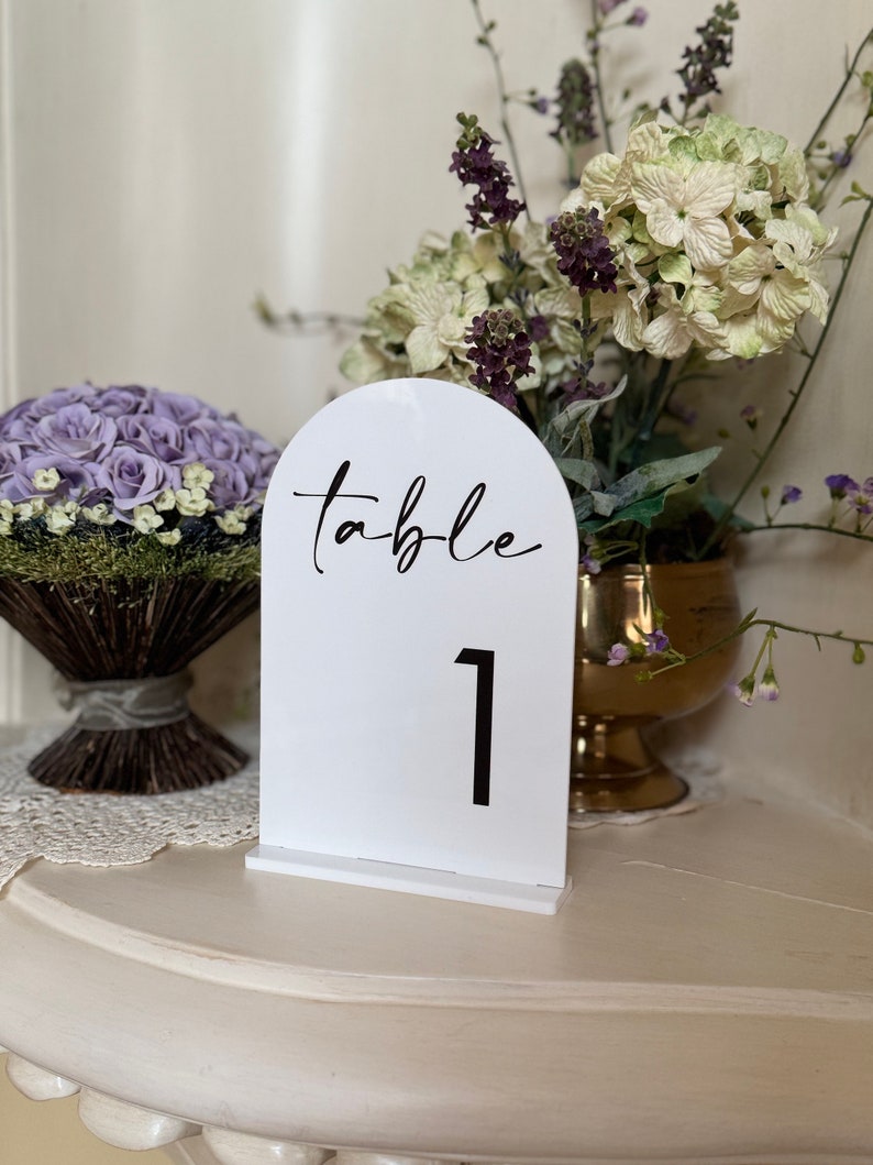 Classic White Arched Acrylic Table Numbers Wedding Table Decor Acrylic ...