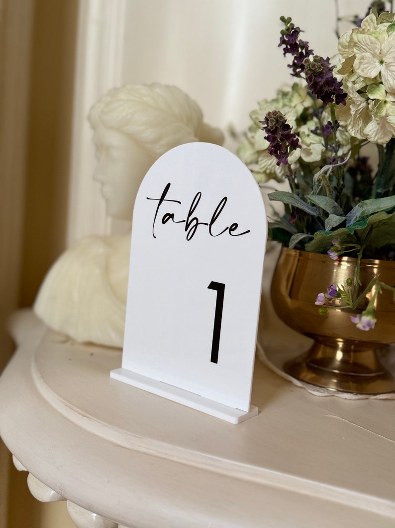 Classic White Arched Acrylic Table Numbers Wedding Table Decor Acrylic ...