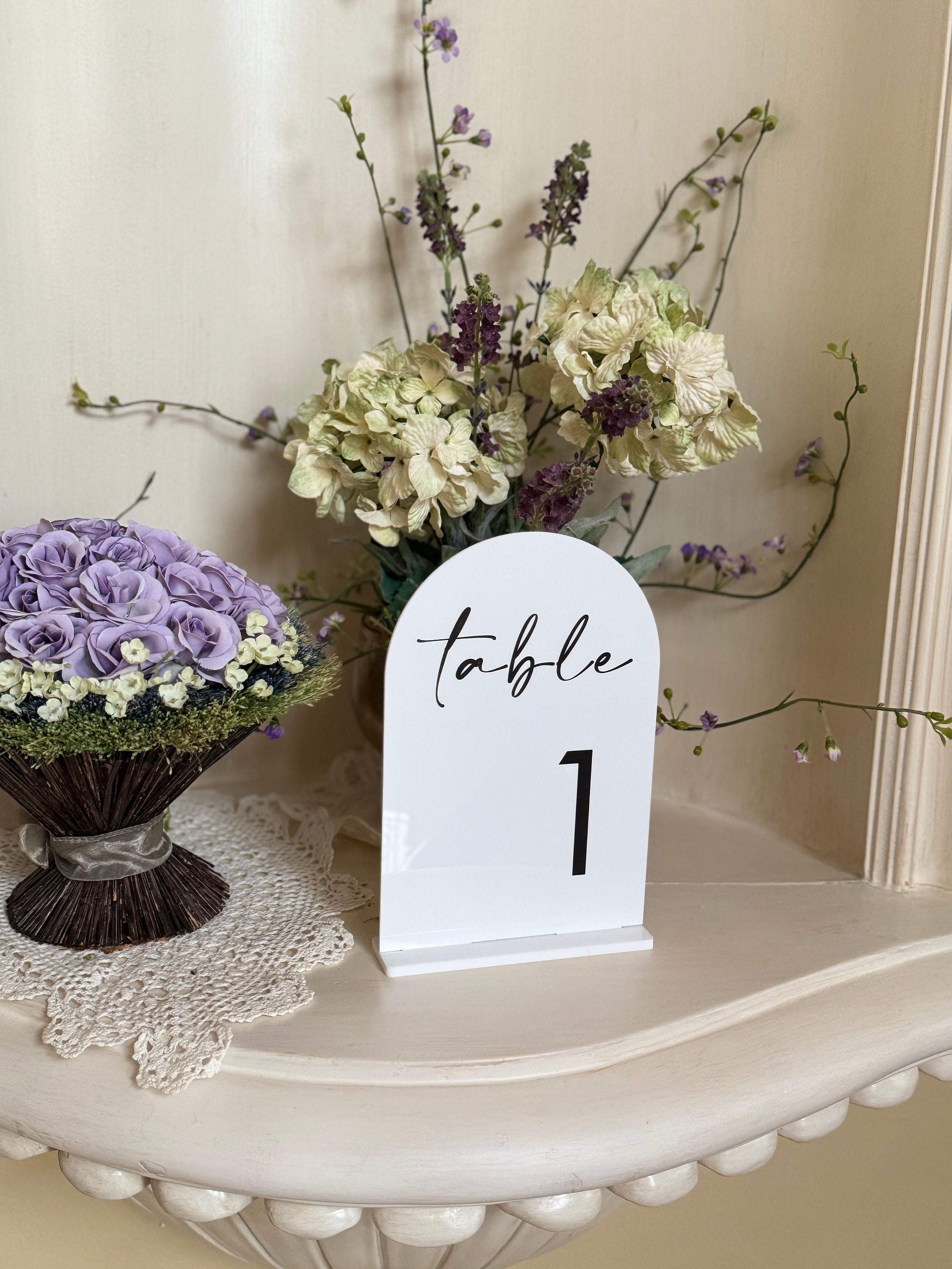Classic White Arched Acrylic Table Numbers Wedding Table Decor Acrylic ...