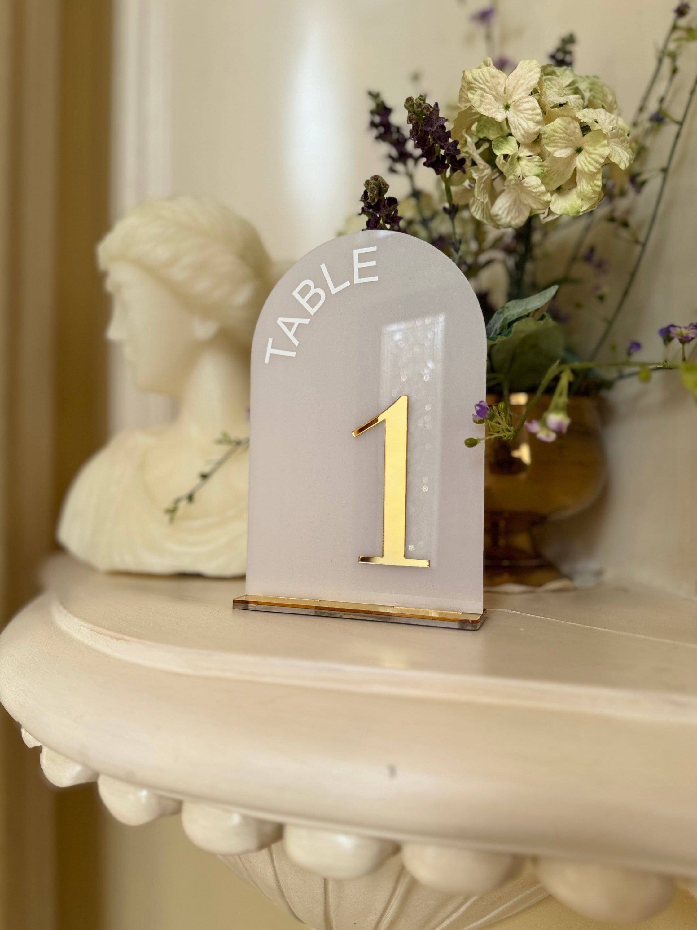 Frosted Arch Acrylic Table Numbers With Stand Wedding Table Decor ...