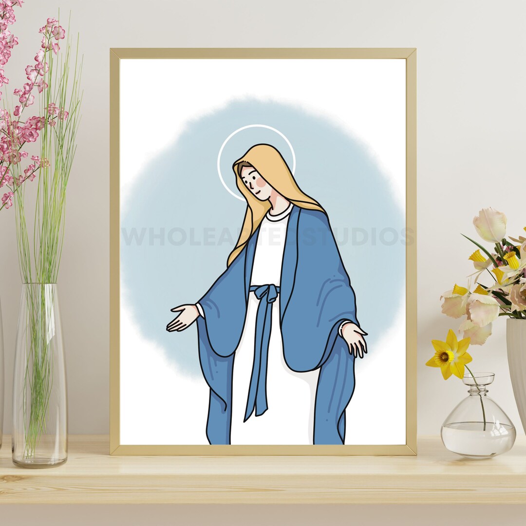 Blessed Virgin Mary Digital Print, Immaculate, Conception of Mary ...