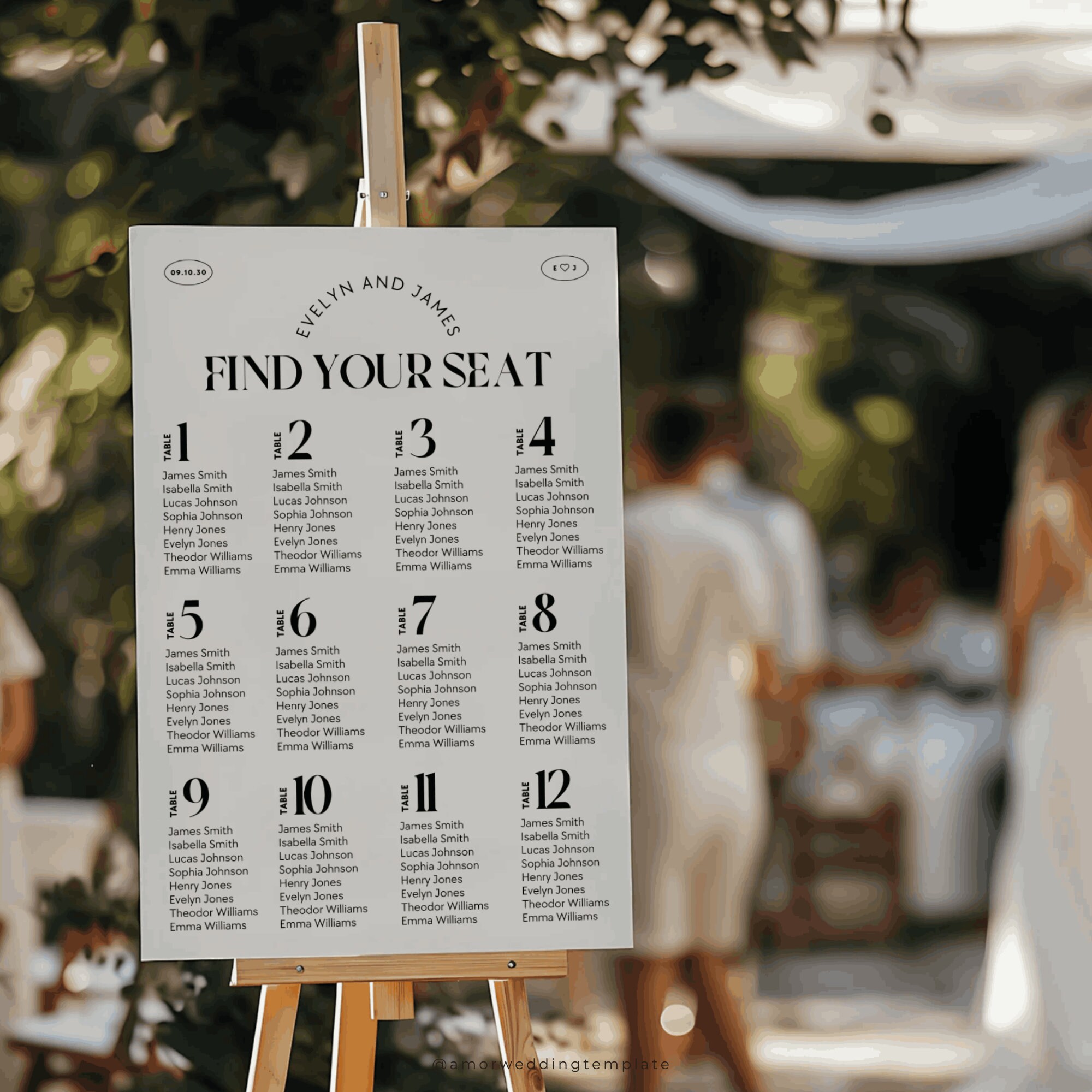 Wedding Table Seating Chart Template, Editable Wedding Seating Chart ...