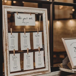 Modern Wedding Seating Cards Template Whimsical Table Seating Sign ...