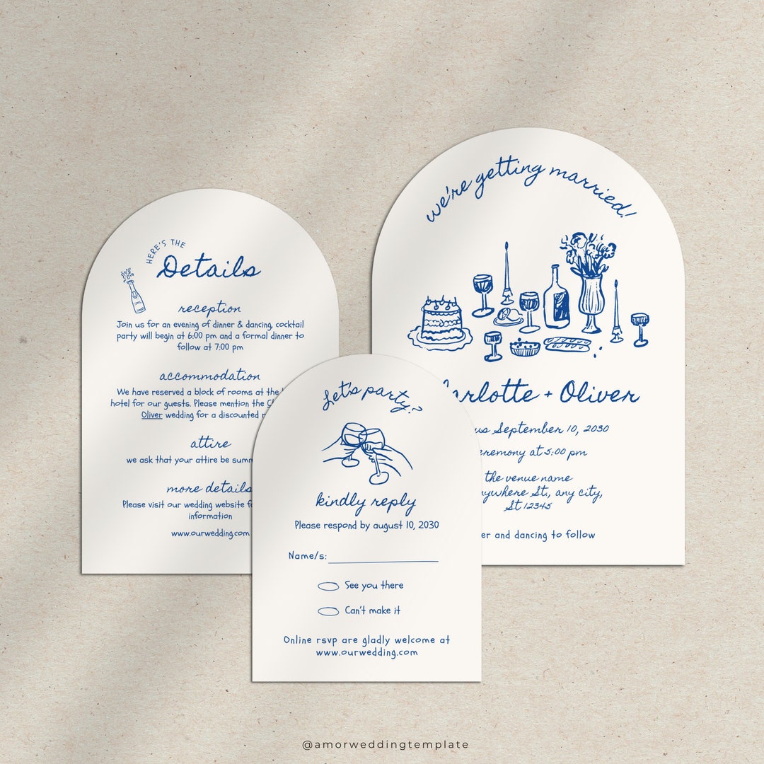 Wedding Invite Handwritten, Arch Wedding Invite Suite, Hand Drawn ...