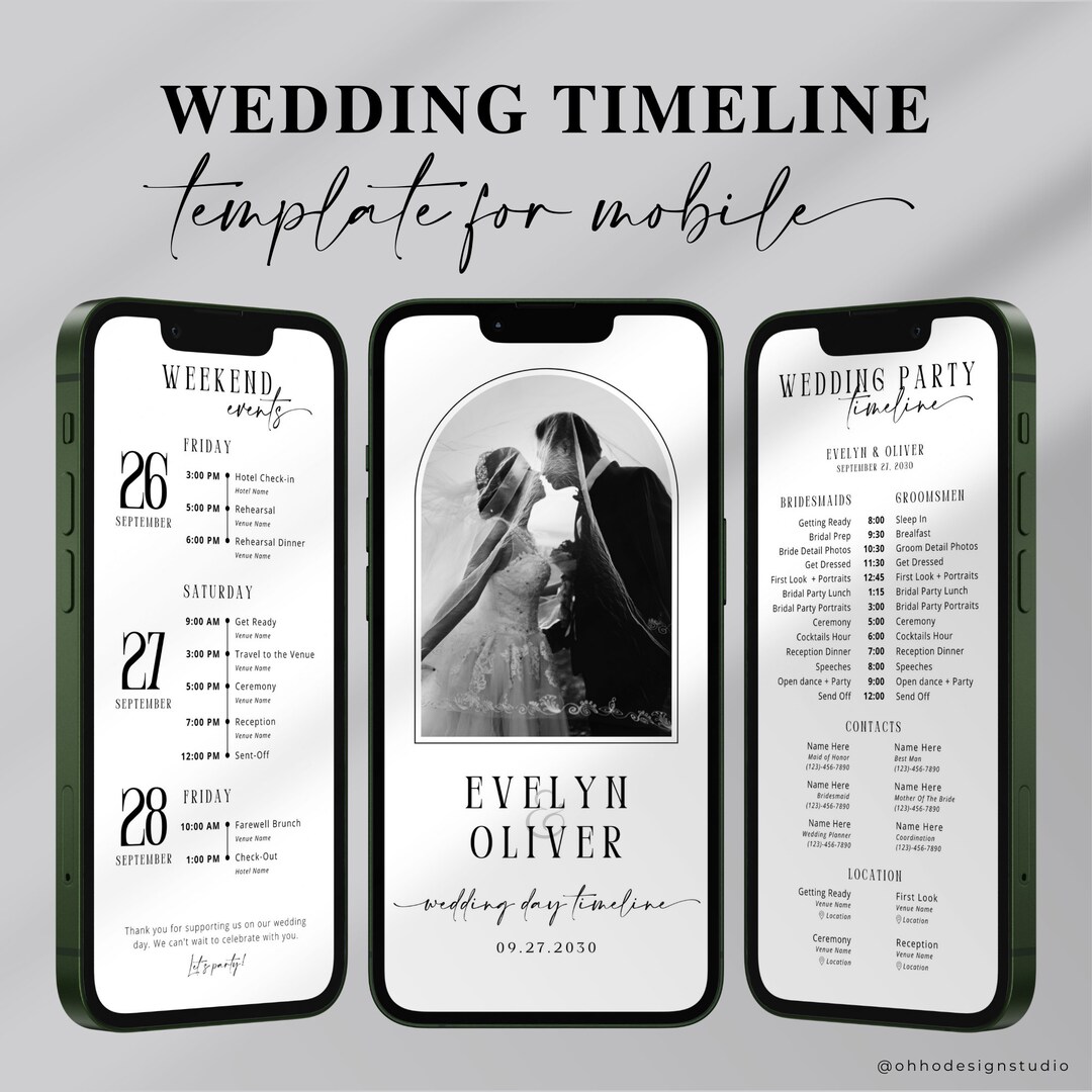 Mobile Wedding Day Timeline Template, Wedding Timeline Template Bride ...