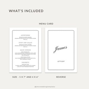 Romantic Handwritten Wedding Menu Template Reception Menu Card ...