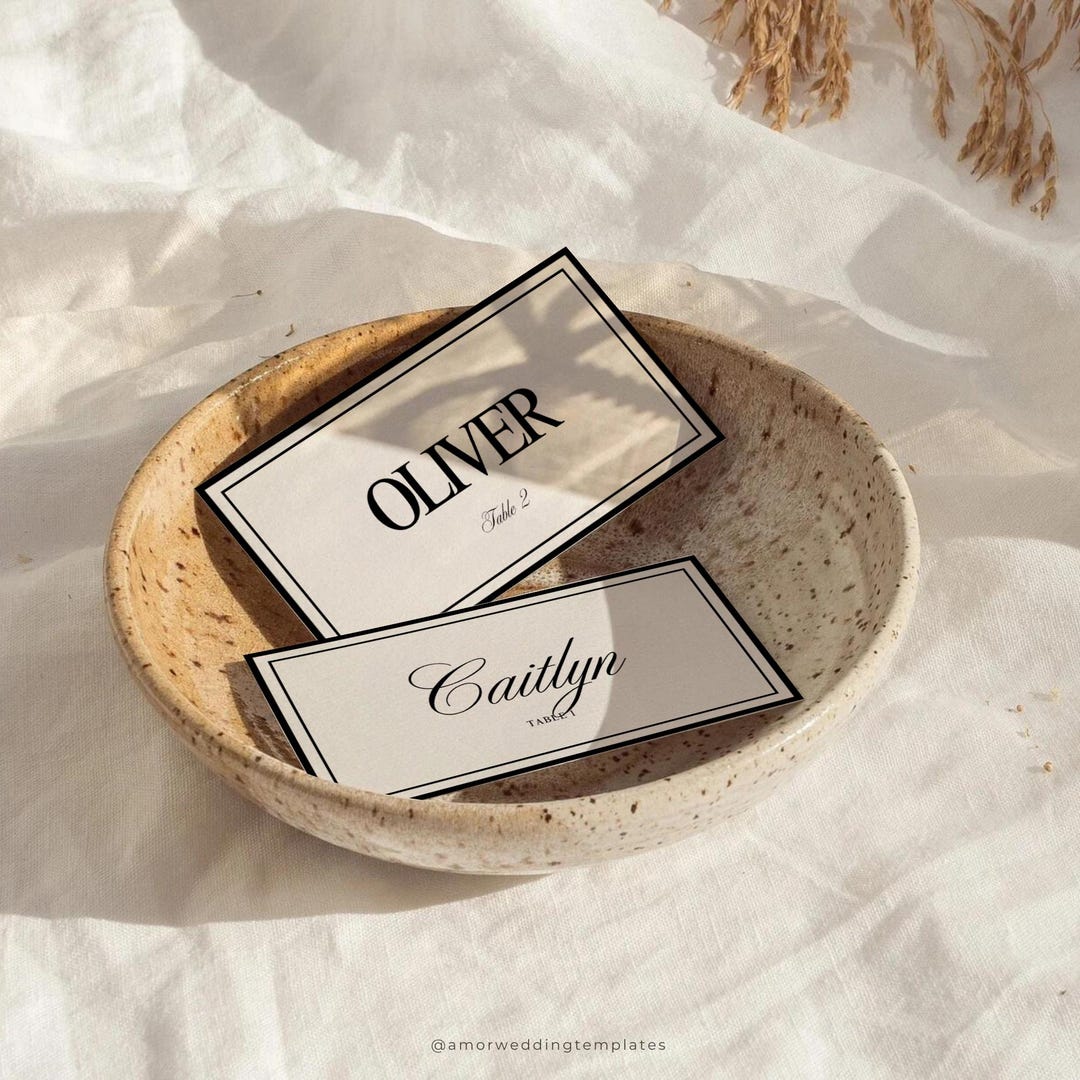 Elegant Place Card Template Classy Dinner Name Tags Printable ...