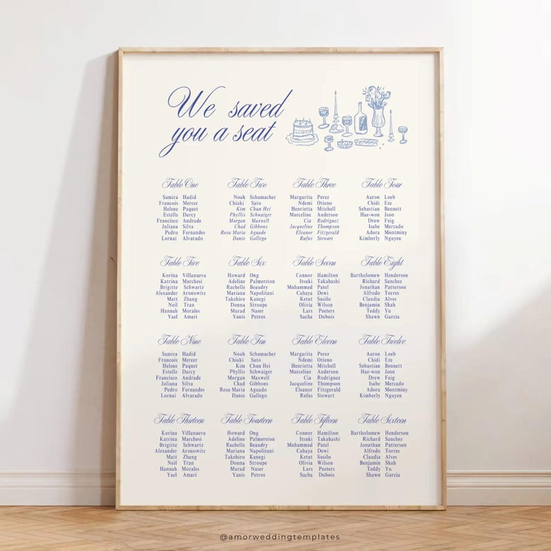 Whimsical Seating Chart Template Find Your Seat Sign Wedding Prints ...