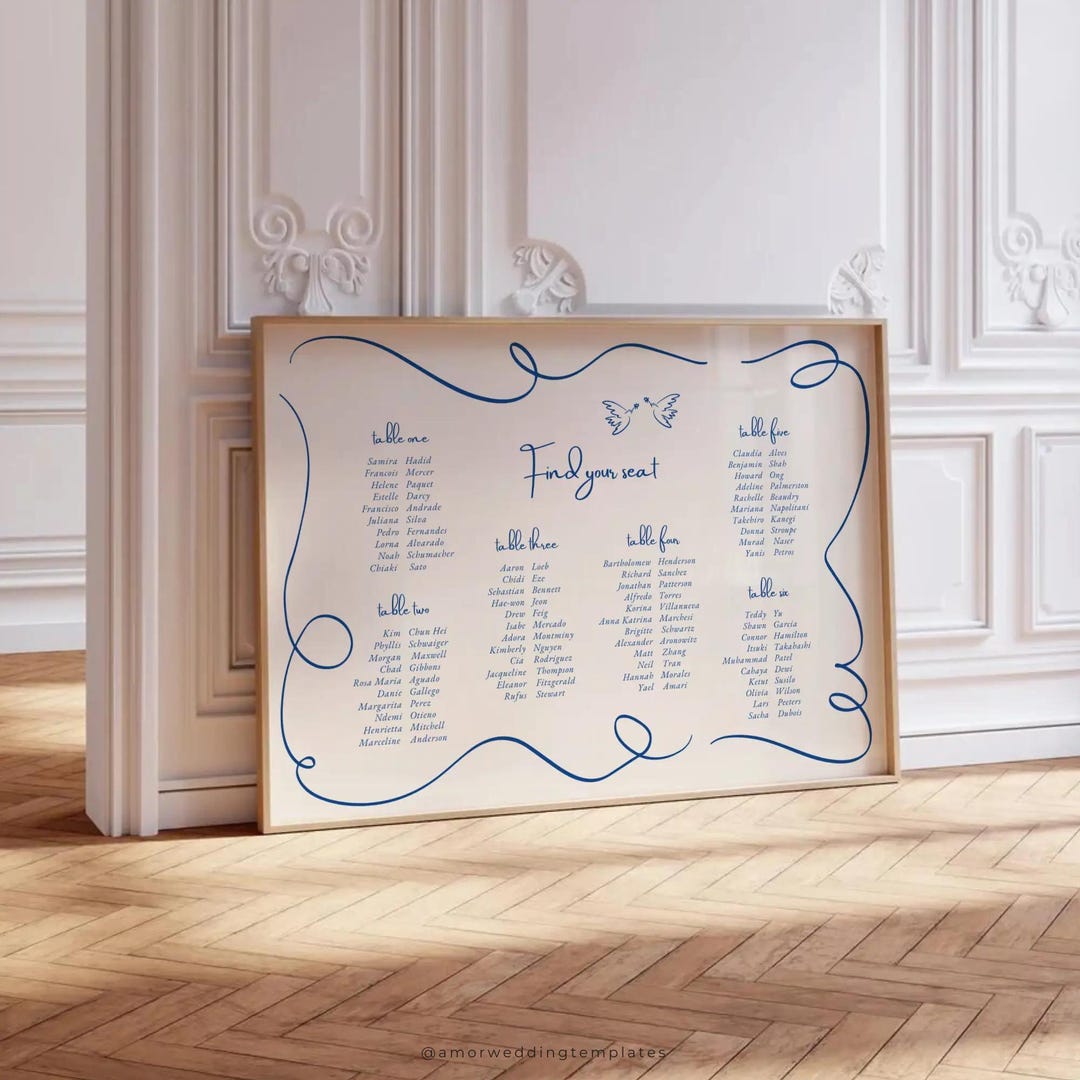 Modern Wedding Seating Chart Template Landscape Seating Chart Wedding ...