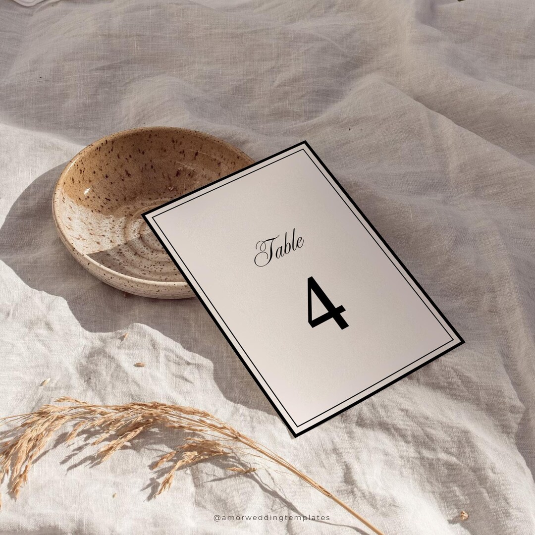 Modern Table Numbers Template, Elegant Wedding Table Numbers Printable ...