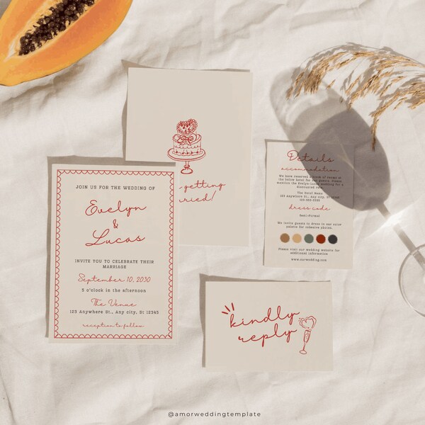 Draw Wedding Invitation - Etsy