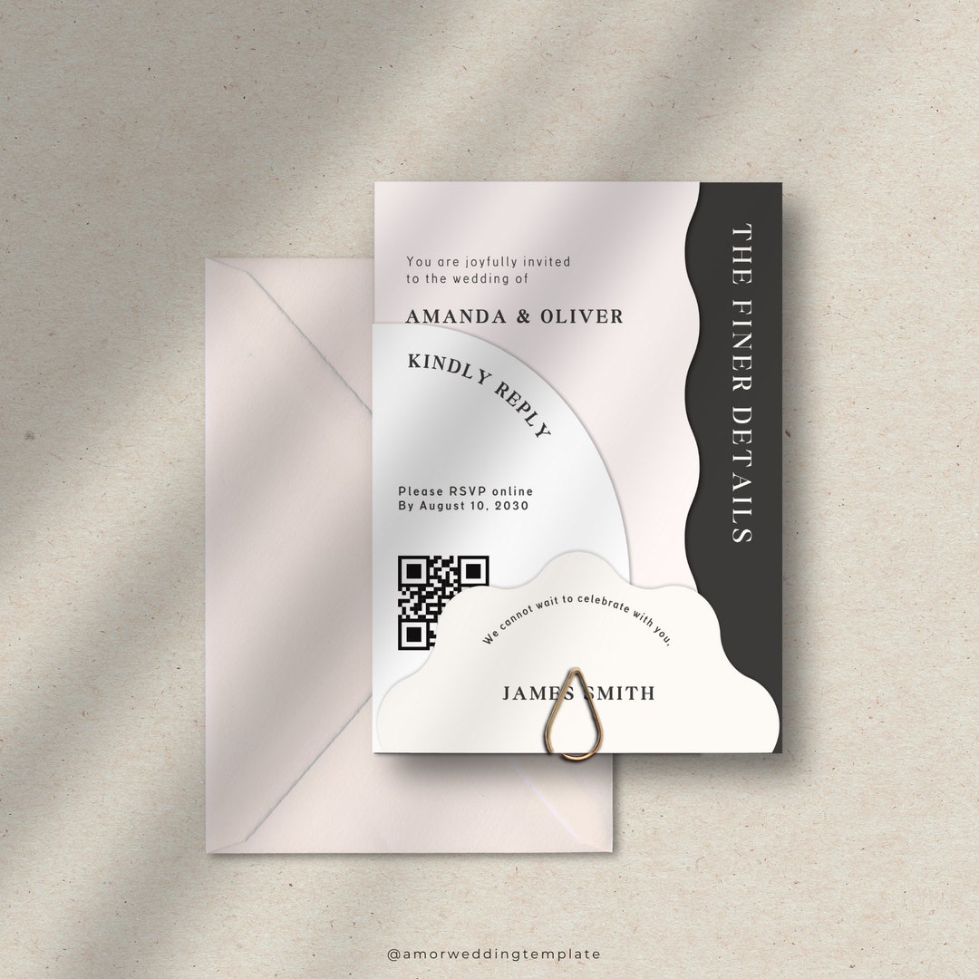 Wavy Wedding Invitation Simple Template Wedding Invitation Shape Cricut ...