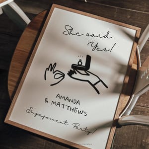 She Said Yes Engagement Party Sign Template Hand Drawn Engagement ...