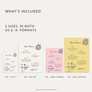 Whimsical Wedding Bar Menu Template Handwritten Drinks Menu Colorful ...