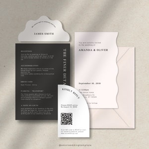 Wavy Wedding Invitation Template: Modern Arch Design (canva) - Etsy