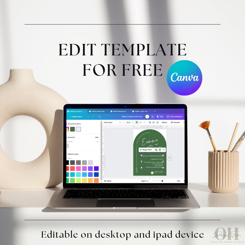 Arch Wedding Invitation Template Set, Minimalist Wedding, RSVP Card ...