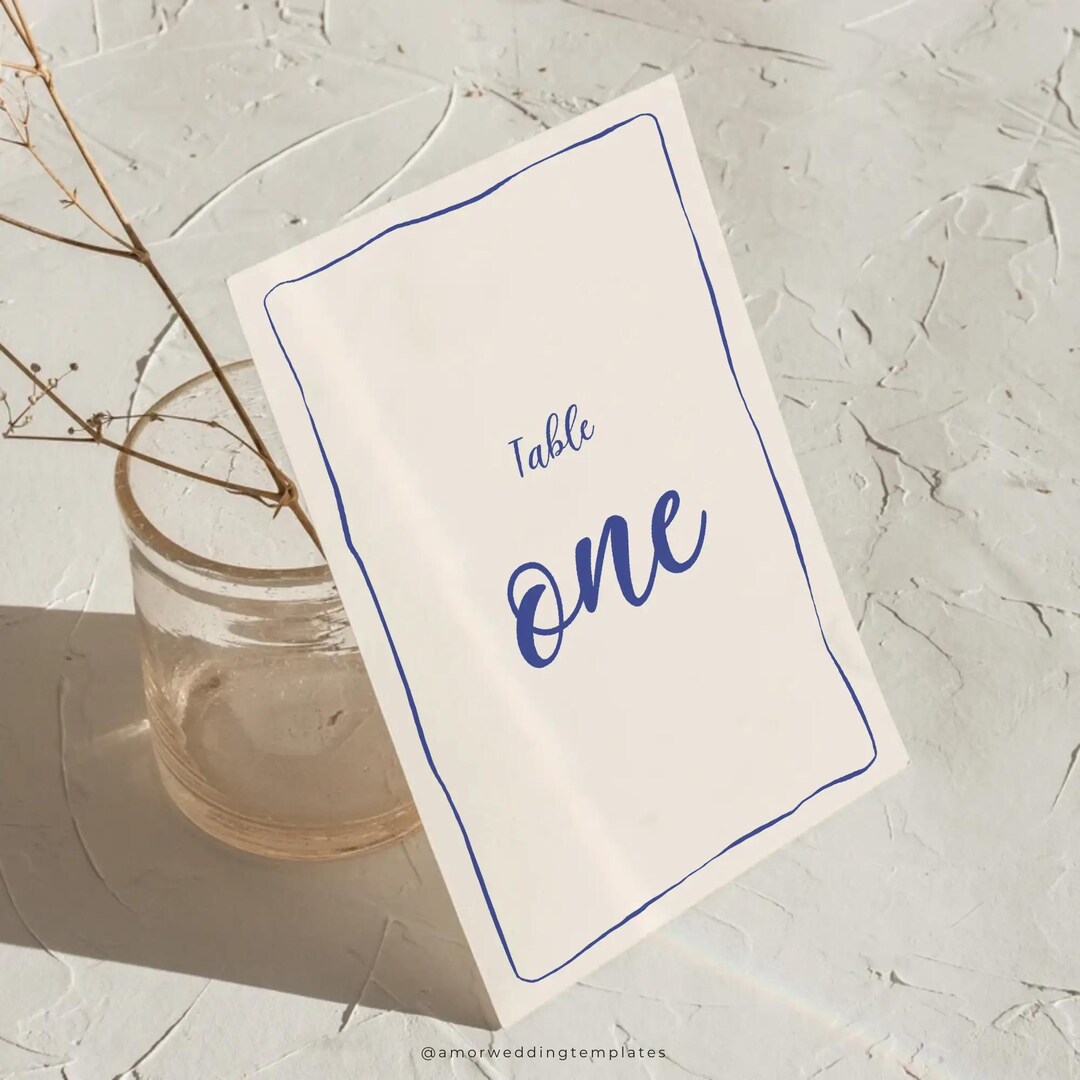 Modern Wedding Table Numbers Template: Whimsical Illustration (canva ...