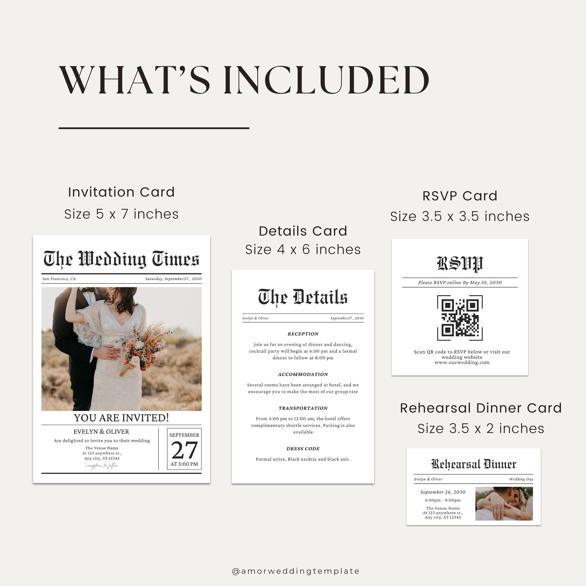 Newspaper Wedding Invitation Template, Editable Wedding Invites ...