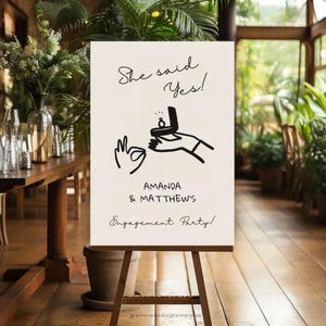 She Said Yes Engagement Party Sign Template Hand Drawn Engagement ...